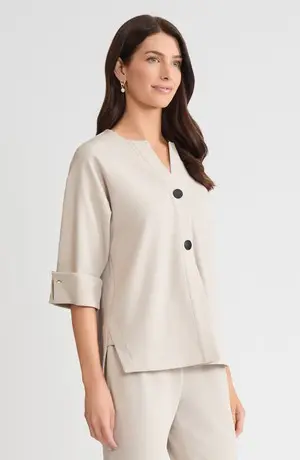 Ming Wang Heritage Tonal Stretch Deco Crepe Jacket