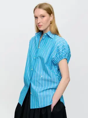 CALLAS MILANO Lecce Capsleeve Shirt - Blue Stripe