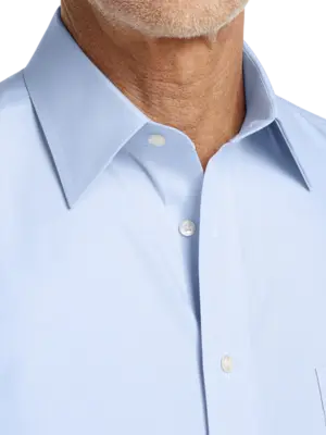 PAUL FREDRICK Non-iron Cotton Pinpoint Solid Point Collar Dress Shirt - Blue