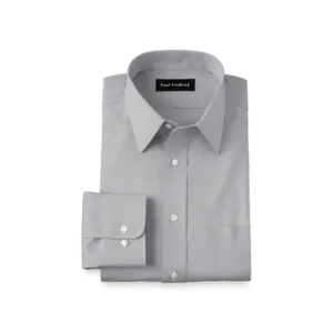 PAUL FREDRICK Non-iron Cotton Pinpoint Solid Point Collar Dress Shirt - Grey
