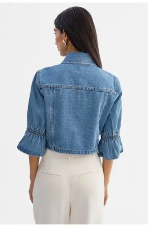 LAMARQUE Carolina Denim Ruffle Sleeve Jacket