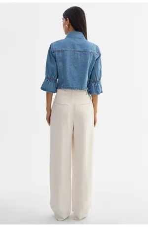 LAMARQUE Carolina Denim Ruffle Sleeve Jacket