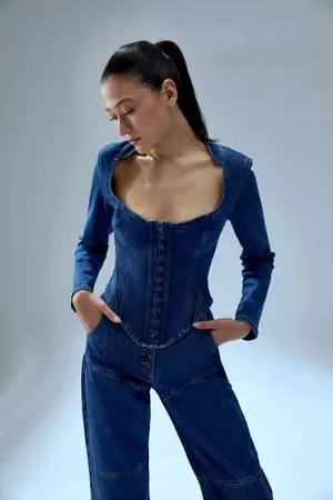 PCFG High-waist Boot-cut Denim Pants - Blue