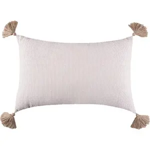 CAROL & FRANK Bree Vertical Stripe Tasseled Cotton Accent Pillow - Brown