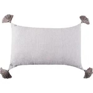 CAROL & FRANK Bree Vertical Stripe Tasseled Cotton Accent Pillow - Gray