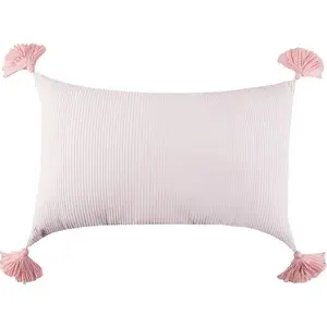 CAROL & FRANK Bree Vertical Stripe Tasseled Cotton Accent Pillow - Pink