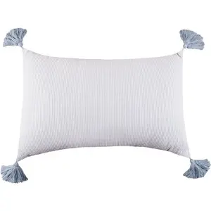 CAROL & FRANK Bree Vertical Stripe Tasseled Cotton Accent Pillow - White