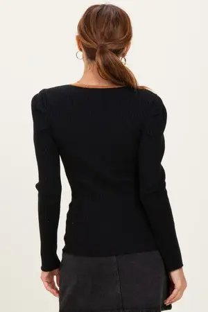 PINKBLUSH Ribbed Knit Cutout Tie Front Top