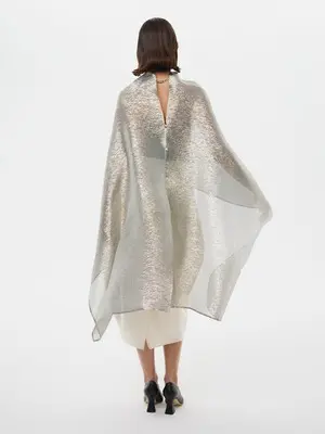 ALAS Metallic Silk-blend Cape With Fringe