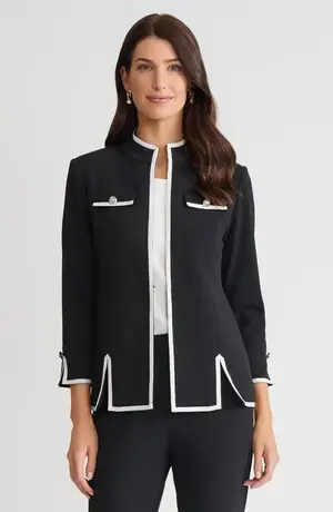 Ming Wang Tailored Deco Crepe Jacket