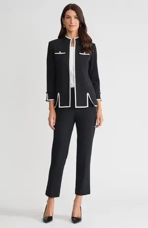 Ming Wang Tailored Deco Crepe Jacket