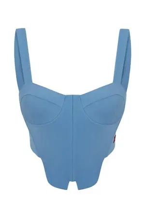 PCFG Cotton Woven Corset Top - Blue