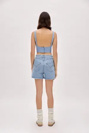 PCFG Cotton Woven Corset Top - Blue