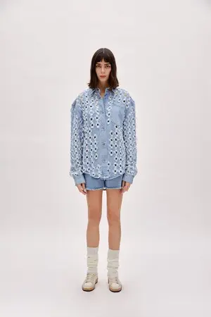 PCFG Oversized Perforated Denim Shirt