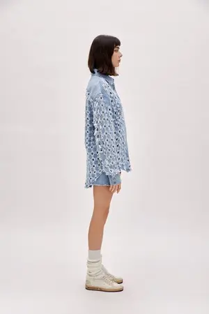 PCFG Oversized Perforated Denim Shirt