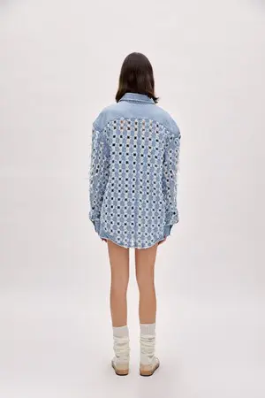 PCFG Oversized Perforated Denim Shirt