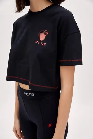PCFG Cotton Cropped T-shirt With Logo Detail