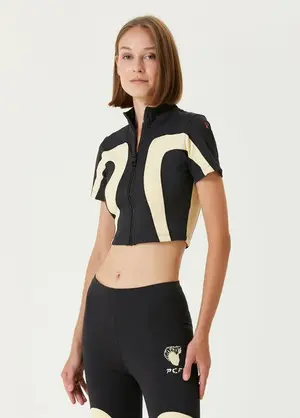 PCFG Cropped Zip-up Top With Contrast Paneling