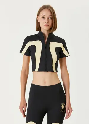 PCFG Cropped Zip-up Top With Contrast Paneling