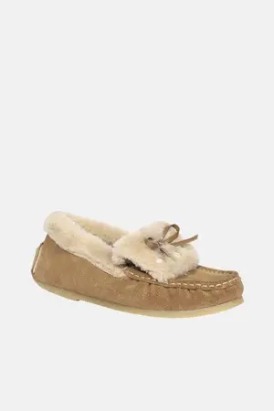 JELAVU Moscow Suede Moccasin Slipper - Cognac