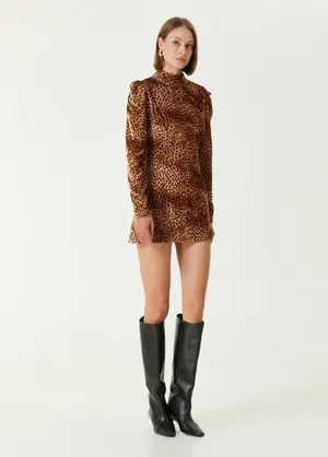 PCFG Print Mock Neck Mini Dress - Animal