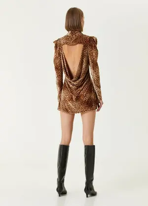 PCFG Print Mock Neck Mini Dress - Animal