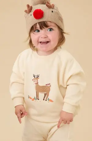 MORI Reindeer Print Oversized Sweatshirt