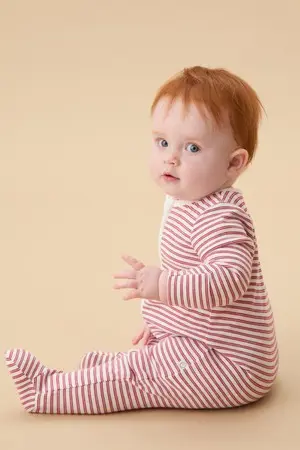 MORI Stripe Zip-up Sleepsuit