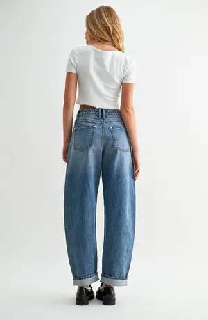 JEMINA DENIM High Waist Barrel Jeans - Medium Wash