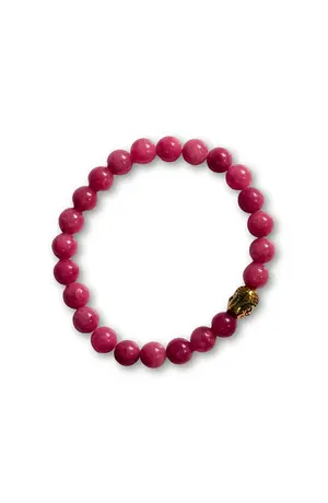 HUMANIST BEAUTY Beaded Buddha Bracelet - Cherry Quartz