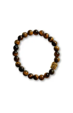 HUMANIST BEAUTY Beaded Buddha Bracelet - Tiger Eye