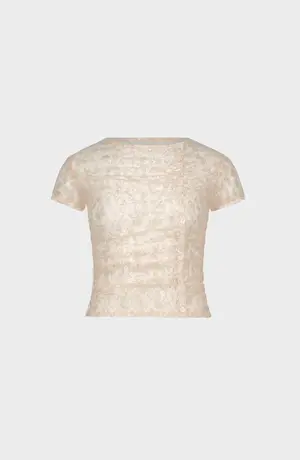 SAEMDI Metallic Lace Top