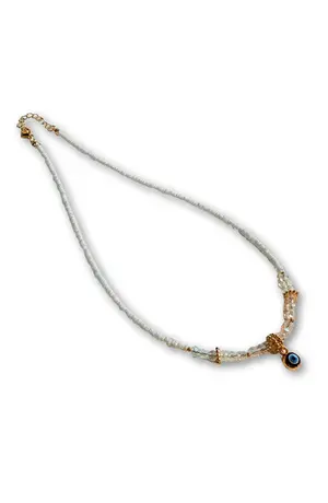 HUMANIST BEAUTY Evil Eye Charm Necklace - Clear
