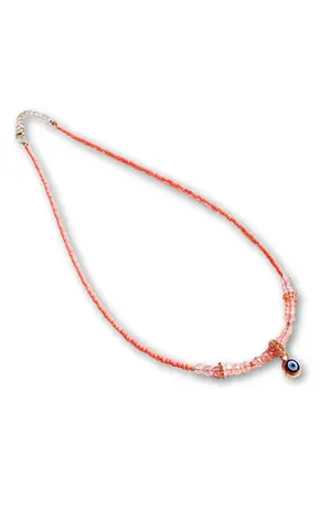HUMANIST BEAUTY Evil Eye Charm Necklace - Coral