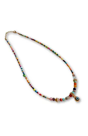 HUMANIST BEAUTY Evil Eye Charm Necklace Multi-colored