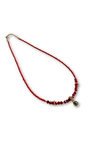 HUMANIST BEAUTY Evil Eye Charm Necklace - Red