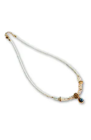 HUMANIST BEAUTY Evil Eye Charm Necklace - White