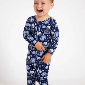 LEV BABY Convertible Baby Pajamas Romper - Navy Blue