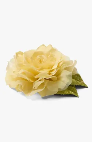 HELENA SIMON Rose Floral Brooch - Yellow