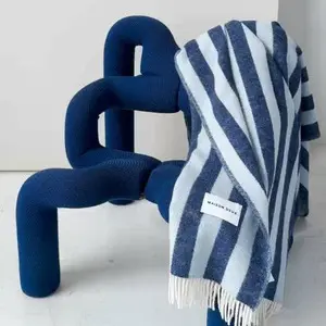 MAISON DEUX Candy Wrap Blanket - Navy