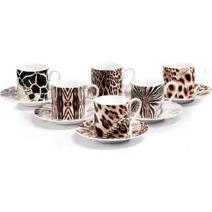 Roberto Cavalli 6pcs Coffee Cup & Saucer With Luxury Box - Africa