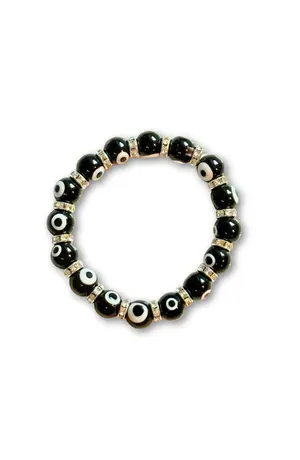 HUMANIST BEAUTY Evil Eye Beaded Bracelet - Black