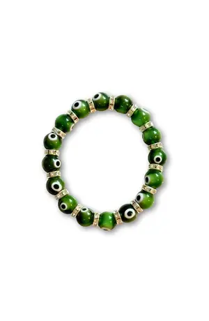 HUMANIST BEAUTY Evil Eye Beaded Bracelet - Green