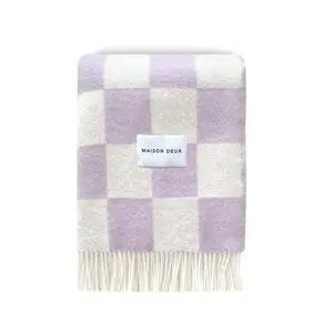 MAISON DEUX Checkerboard Blanket - Light/pastel Purple