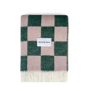 MAISON DEUX Checkerboard Blanket Medium Green