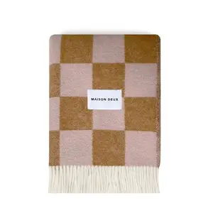 MAISON DEUX Checkerboard Blanket - Pink/brown