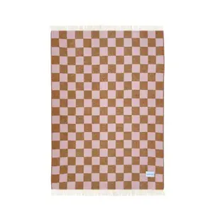 MAISON DEUX Checkerboard Blanket - Pink/brown