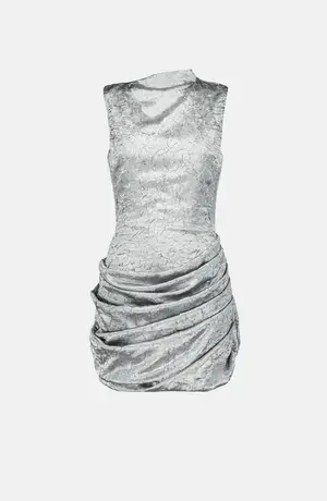 SAEMDI Crinkled Tulip Mini Dress - Silver