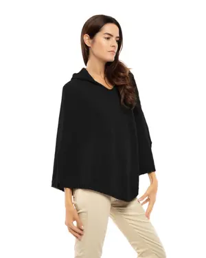MONTICELLI CASHMERE Cashmere Hooded Poncho - Black