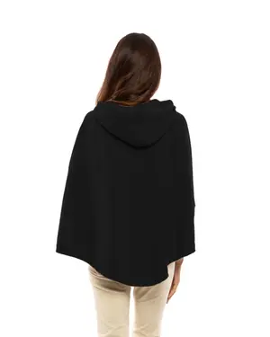 MONTICELLI CASHMERE Cashmere Hooded Poncho - Black